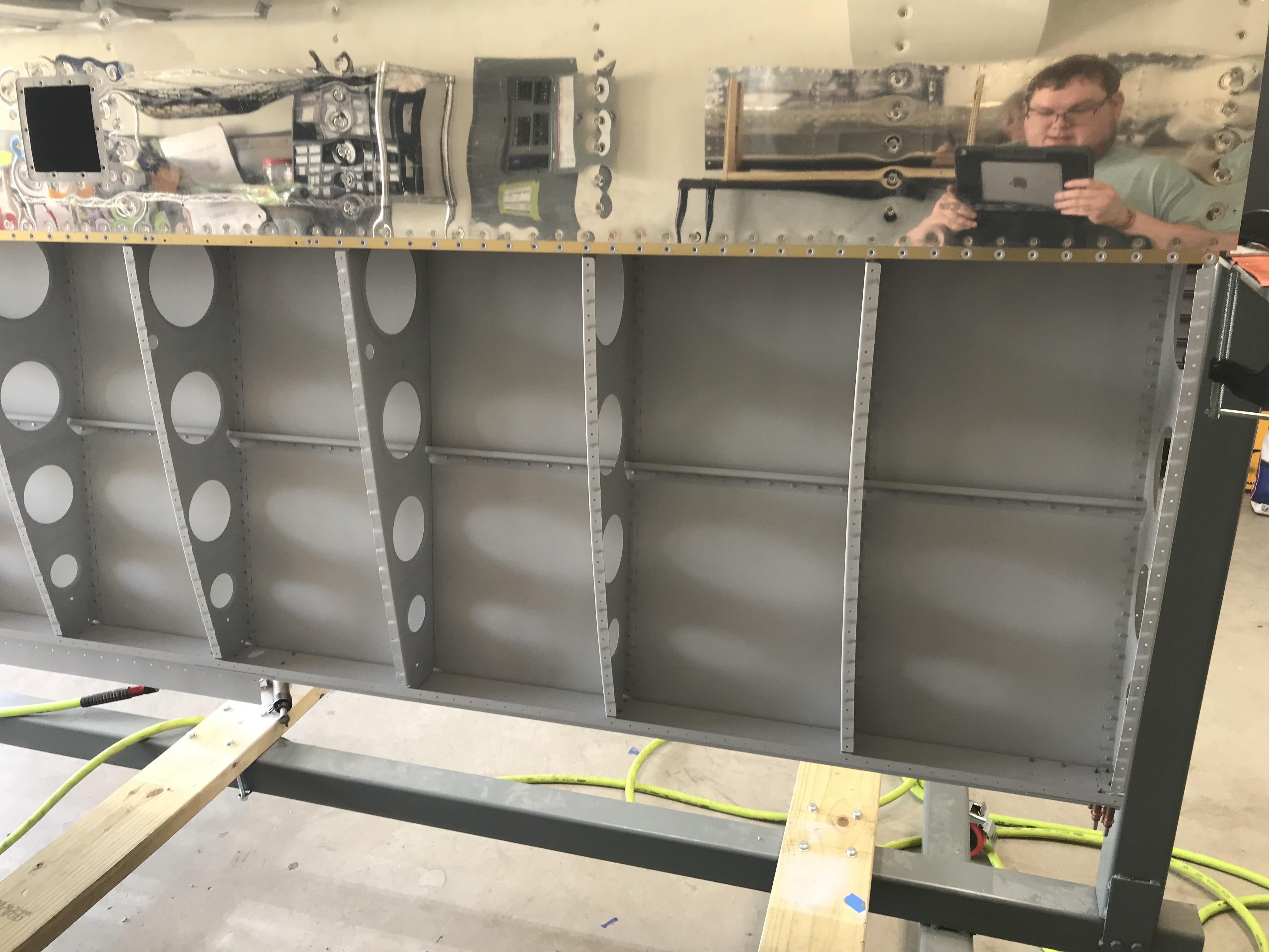 Riveting the Wing Skins – N249DA